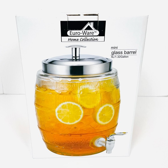 Kitchen | Euroware 132 Gallons Mini Barrel Glass Beverage Dispenser ...
